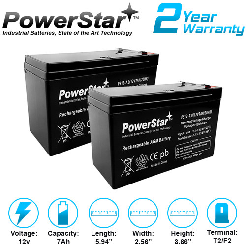 POWERSTAR 12v 7ah Battery APC Back-ups Ns1250 NS 1250 - 2 Pack Battery ...