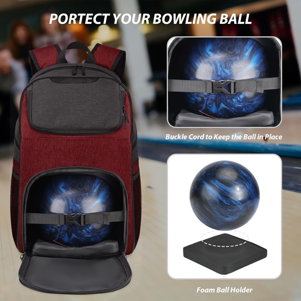 Bowling Backpack, Bowling Ball Bag Totes for Single Ball with Shoe ...