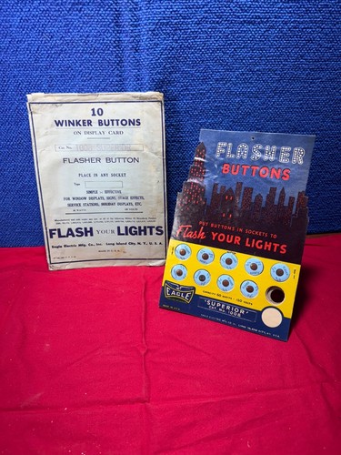 Vintage Eagle Flasher Buttons Display Card NOS Holiday Window Light ...