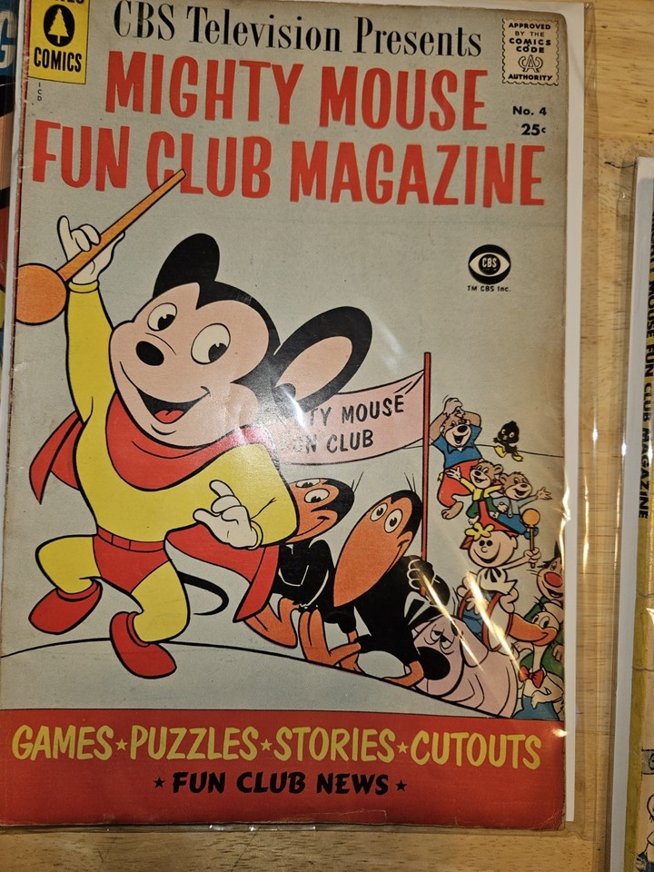 3 Vintage 1950s PINES COMICS Mighty Mouse Fun Club Magazine issues 1, 4 ...