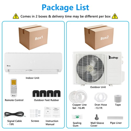 Zokop 4-IN-1 12000 BTU Mini Split Air Conditioner Heat Pump Remote 21 ...