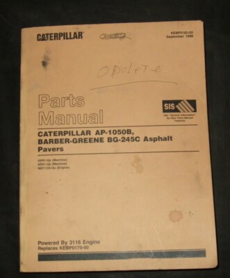 CAT CATERPILLAR AP-1050B BG-245C PAVER PARTS BOOK MANUAL S/N 4NX1-UP ...