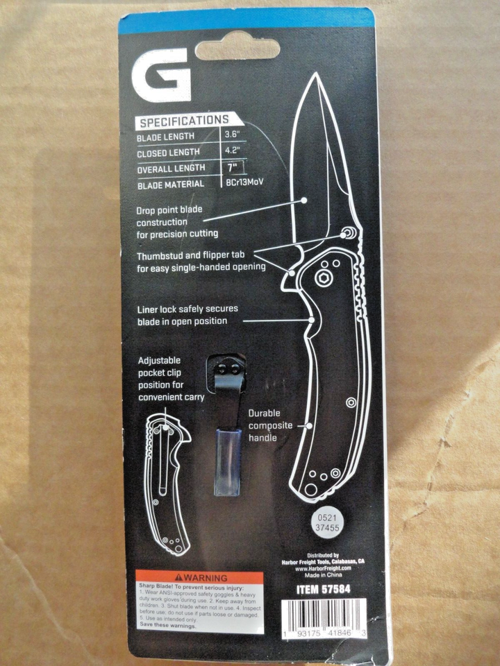 Gordon Folding knife Liner Lock 8Cr13mov steel G10 handle NIB | eBay