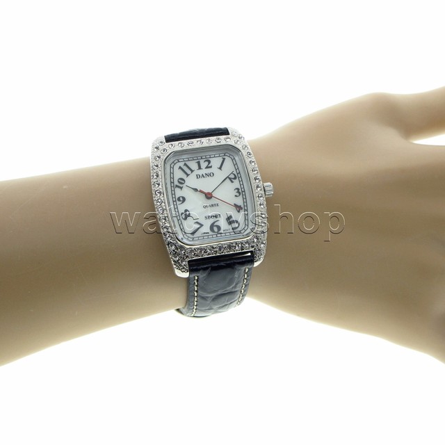 Linda Dano Silver Women Quartz Analog Watch Austria Crystals Leather ...