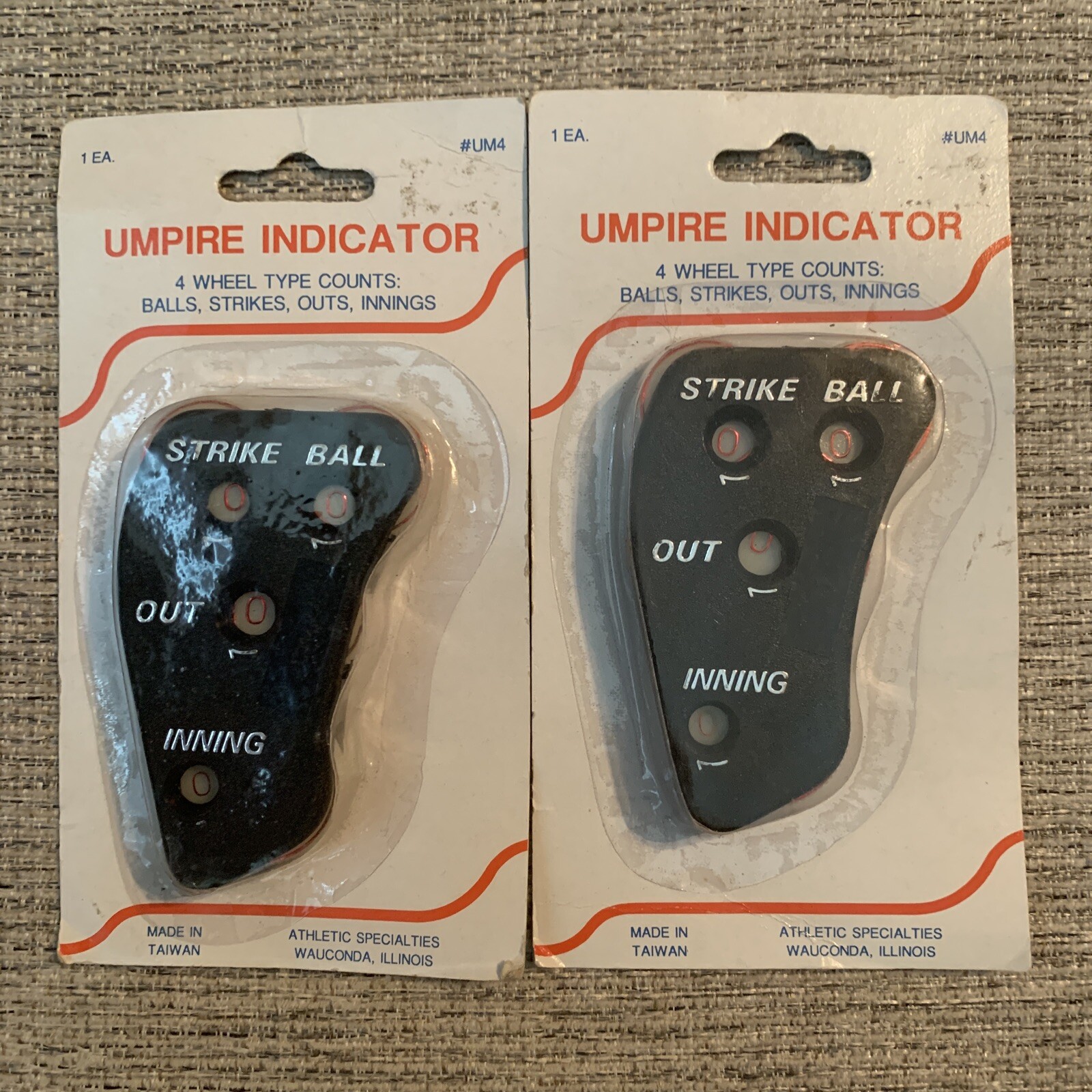 2 Umpire Indicators 4-Wheel Type Count Balls Strike Out Inning Baseball ...