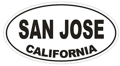 San Jose California Oval Bumper Sticker or Helmet Sticker D2816 Euro ...