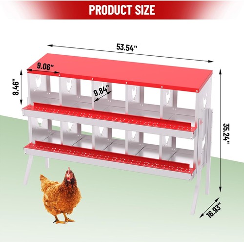 Chicken Nesting Box 10 Compartment Metal Easy Collection Cleaning W ...