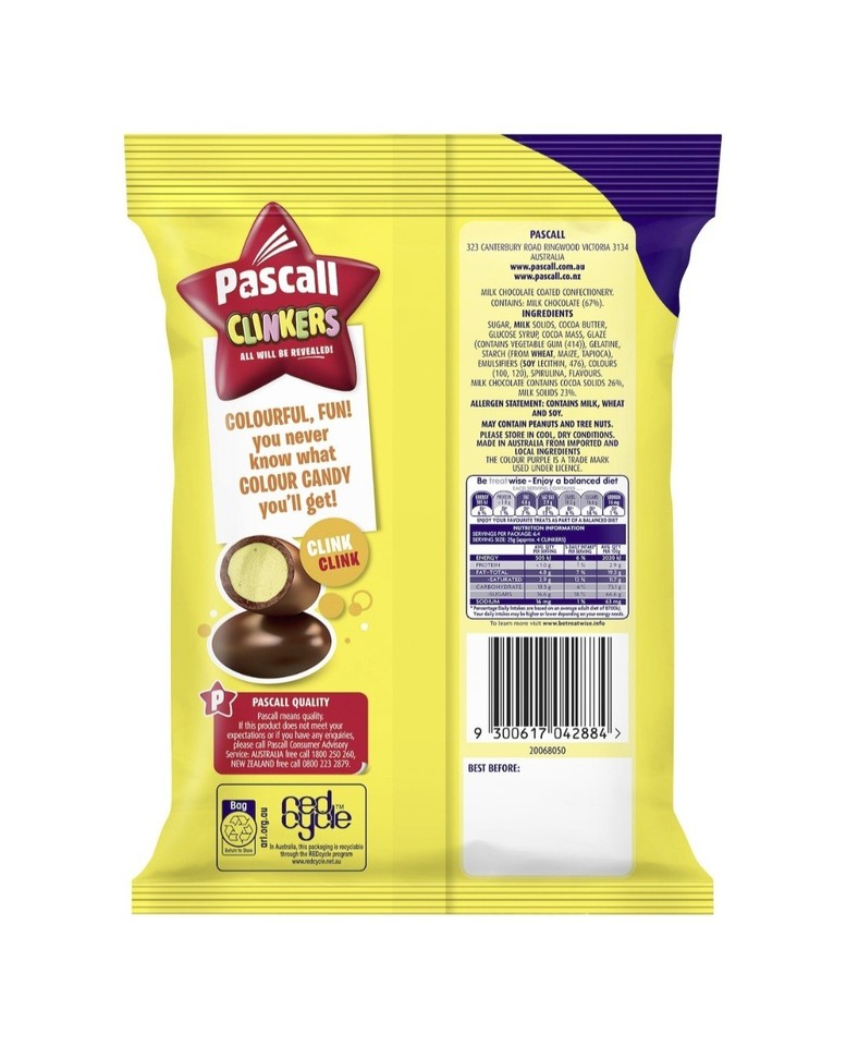 VIRAL Cadbury Pascall Clinkers Lollies Sweets Milk Chocolate Australian ...