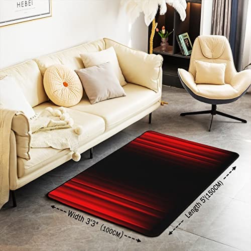 Ombre Red Black Living Room Rugs Area Rug 3x5 Geometric Stripe Accent ...