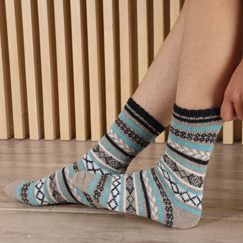 Merino Wool Socks Men Winter Warm Thermal Crew Sock Warm Soft Thick Mid ...