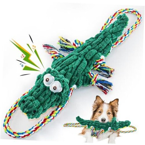 Large Squeaky Rope Dog Toys : Big Plush Dog Chew Toys - Tug of War ...