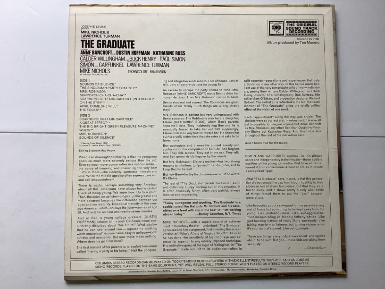 Simon/Garfunkel THE GRADUATE Soundtrack, Rare stereo 1968 M- LP, 2-Eye ...