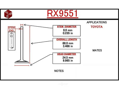 Engine Exhaust Valve-Eng Code: 4AFE ITM RX9551 | eBay