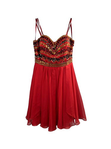 ANGELA & ALISON Homecoming Prom Party Formal Red Beaded Dress Women's ...