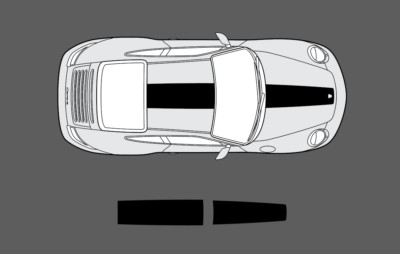 Fits Porsche 911 997 Bonnet & Roof Solid Centre Stripe Decal Graphic ...