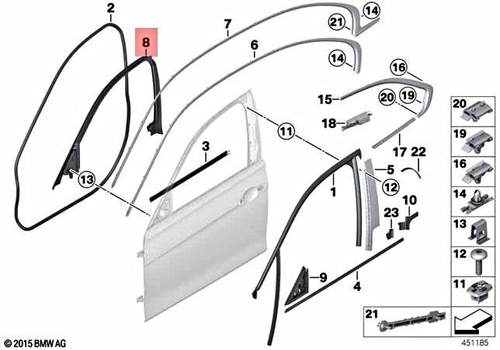 Genuine BMW Hybrid 3 M3 F30 Sealingwindow Frameinterior Frnt Right ...