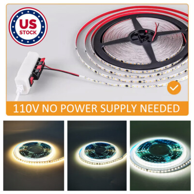110V Flexible LED Light Strip 120leds/m LED Tape for Room No Power ...