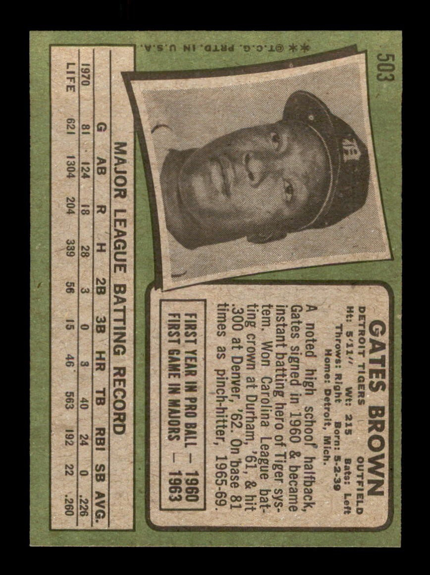 1971 Topps Baseball #503 Gates Brown NM *d6 | eBay