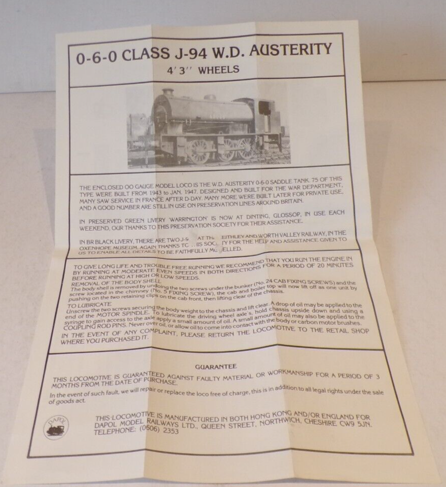 DAPOL J94 WARRINGTON AUSTERITY 0-6-0 MINT CONDITION BOXED 00 | eBay