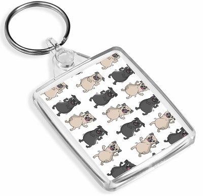 1 x Funky Dancing Pugs Background Dog - Keyring - IP02 - Mum Dad Kids ...