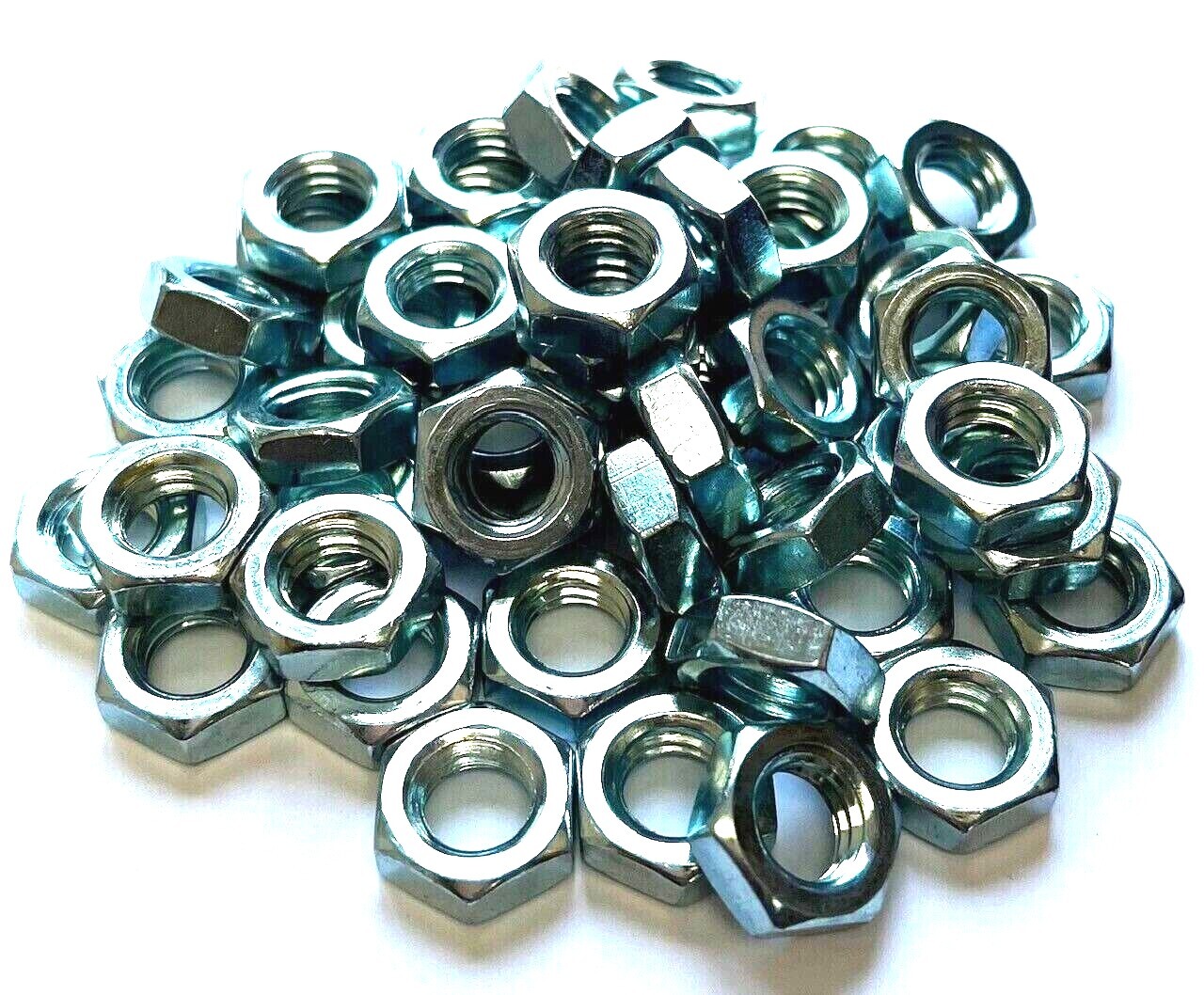 7/16-14 UNC HEX JAM NUTS THIN WALL NUTS ZINC COATED - STEEL - 50 PIECES ...