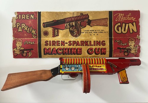 Vintage 1950s Marx Siren-Sparkling G-Man Machine Gun Toy with Box – Tin ...