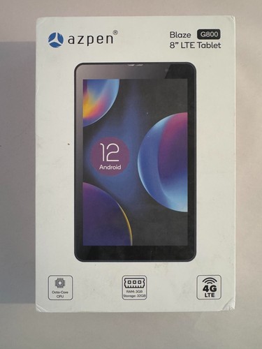 AZPEN BLAZE G800 8" LTE TABLET - 3GB+32GB BLUE ANDROID 12 WIFI + 4G LTE ...