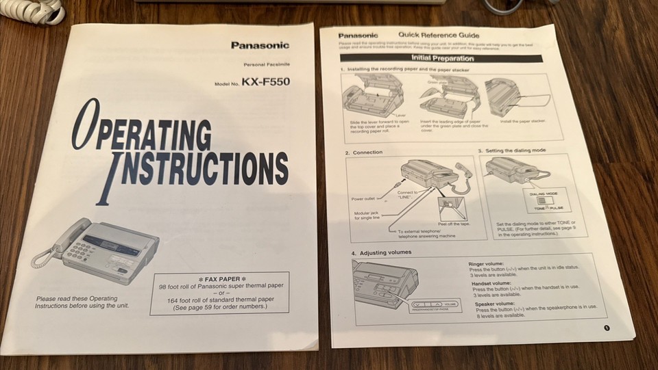 Panasonic Fax Machine KX-F550 Phone/Fax + Original Manuals -Works | eBay