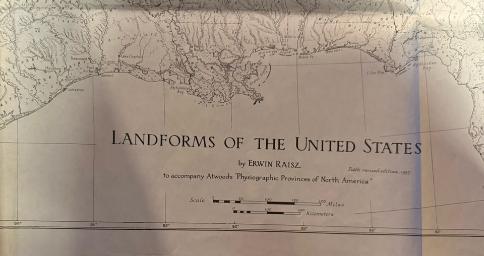 VTG Large Physiographic Map 1957 LANDFORMS OF THE UNITED STATES By ...