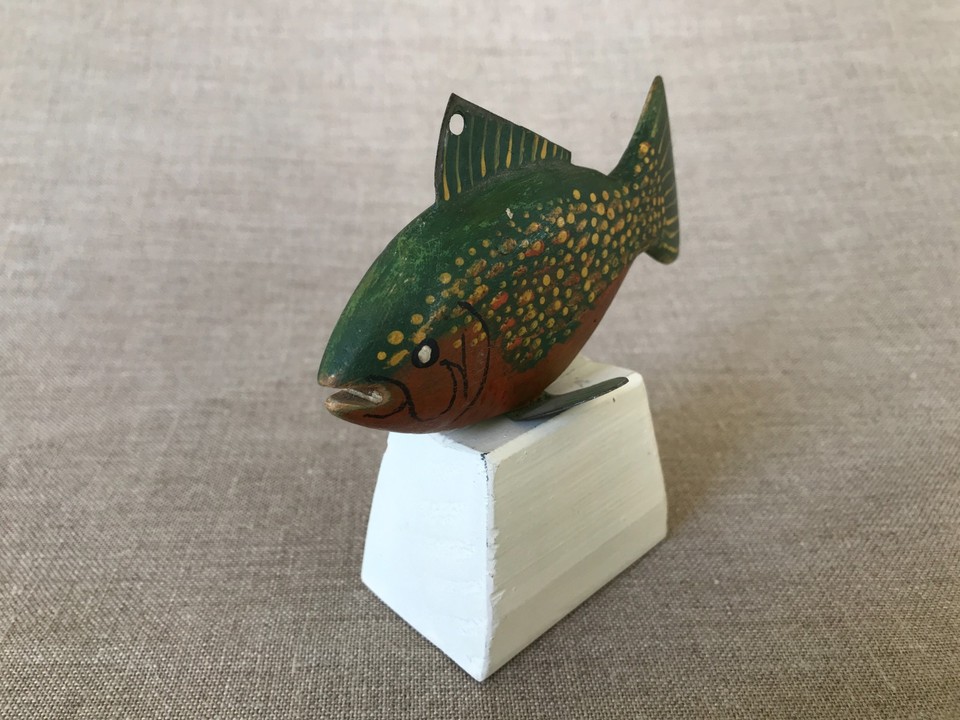 Ice Spearing Fishing Decoy, Hand Carved Hand Painted, a Panfish, Mich ...