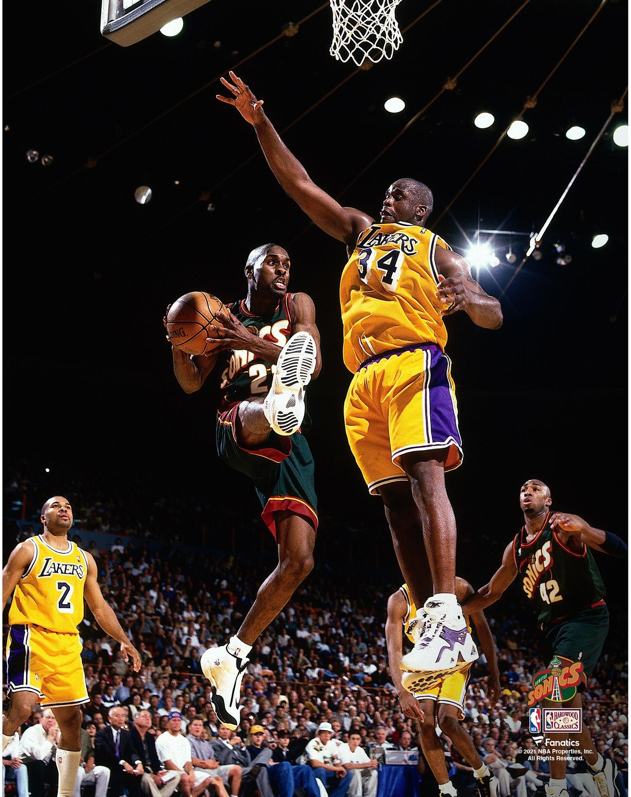 Gary Payton Supersonics UnSigned Hardwood Classic Lay vs Shaquille O ...