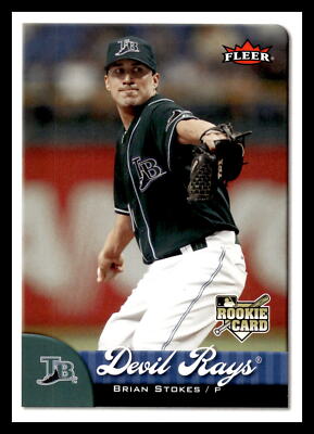 2007 Fleer #364 Brian Stokes Tampa Bay Devil Rays Baseball NM RC Rookie ...