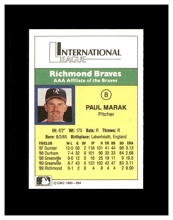 1990 Richmond Braves CMC #8 Paul Marak | eBay