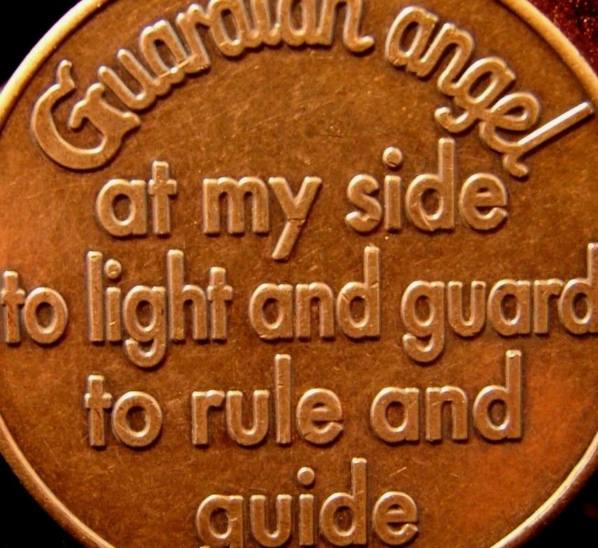 Guardian ANGEL Bronze Alcoholics Anonymous AA Medallion Chip Token Coin ...