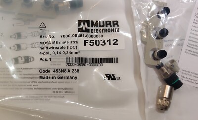 MURR ELEKTRONIK 7000-08351 M8 4 pin male connector IDC field wireable ...
