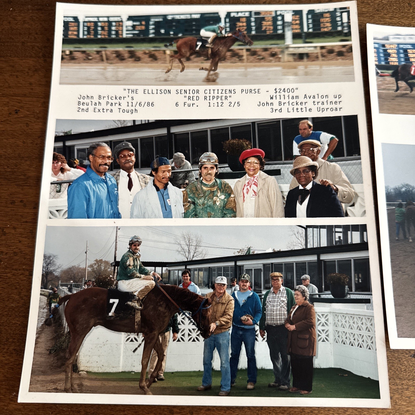 2 Vintage Horse Racing Color Photos BEULAH PARK Winner Circle “RED ...