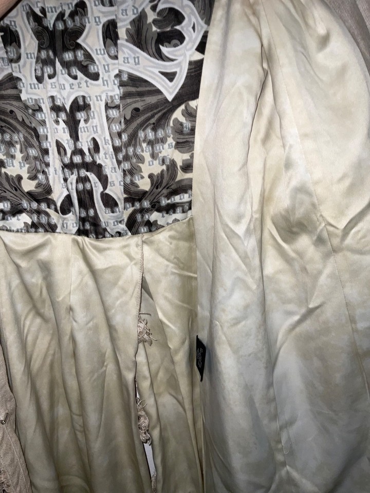 Royal Underground Vintage Linen Steampunk Embellished Coat Womens Size ...