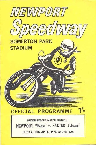NEWPORT WASPS v EXETER FALCONS 10 Apr 1970 SPEEDWAY PROG, SOMERTON PARK ...