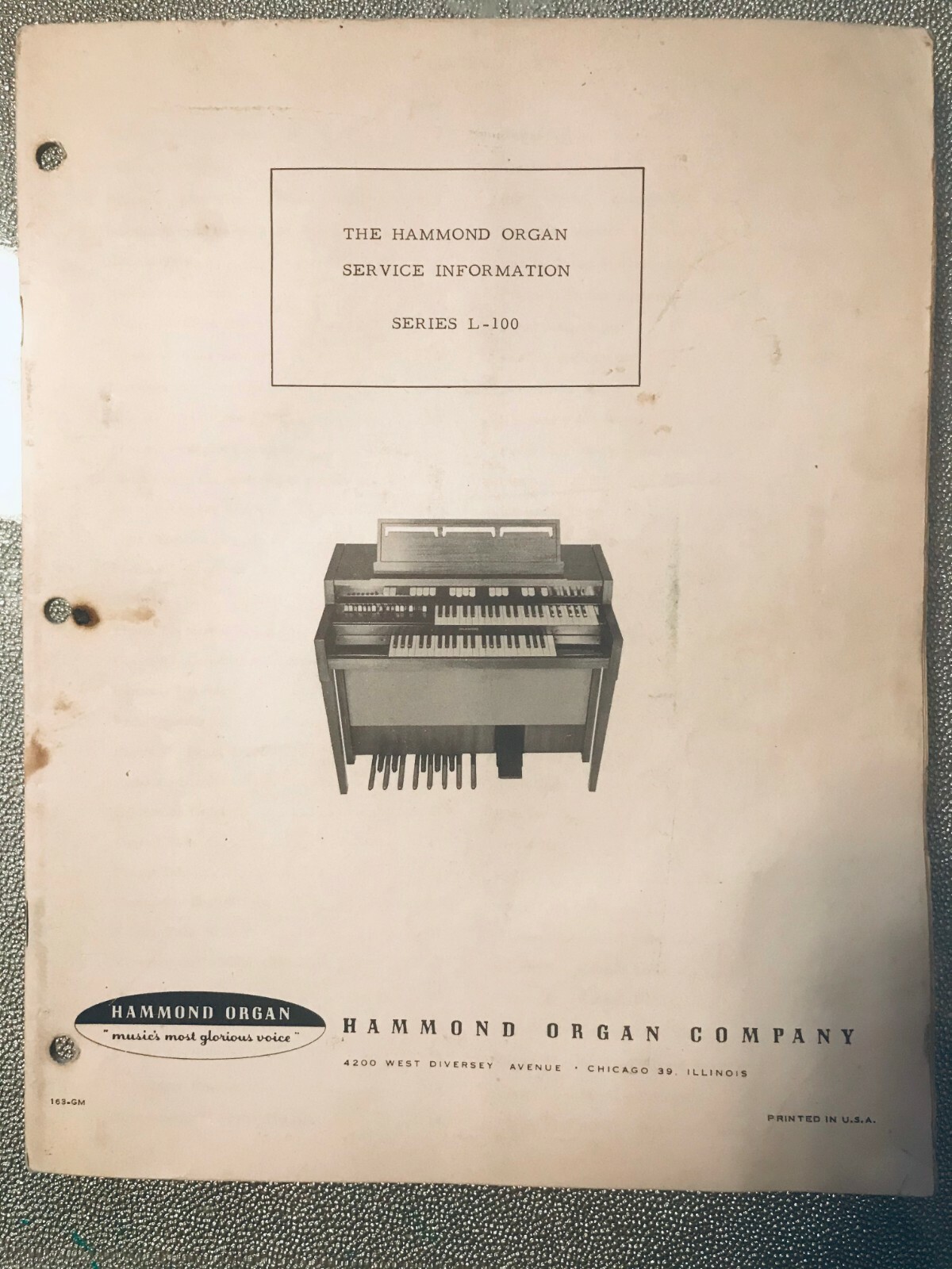 Hammond Organ Model L-100 Series Service Information | eBay