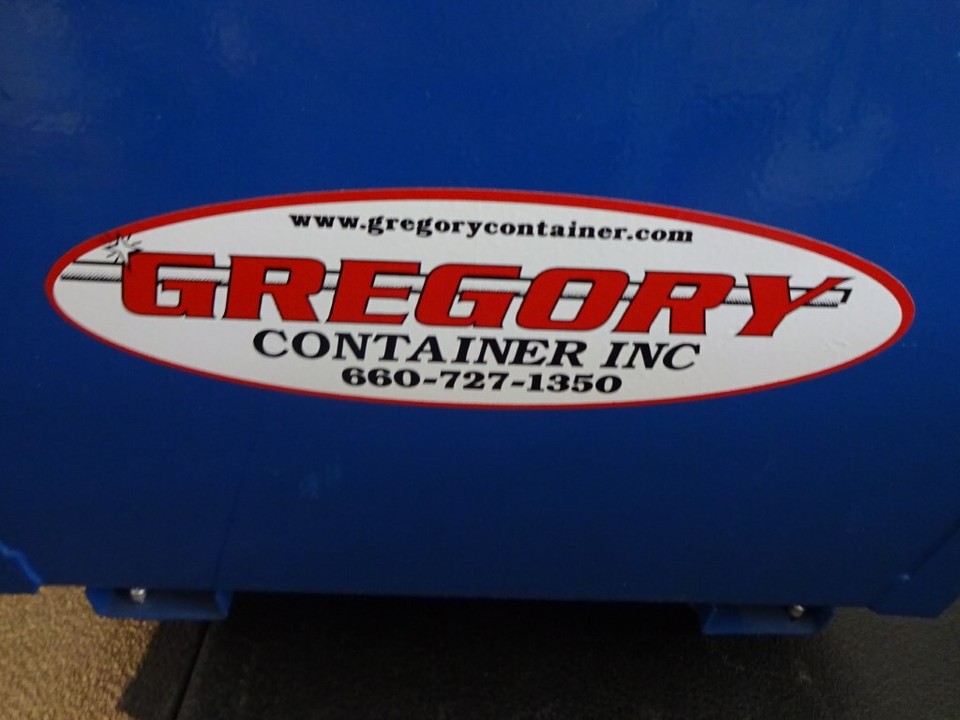 GREGORY CONTAINER COMPANY BLUE REAR LOAD GARBAGE TRUCK DUMPSTER ON ...