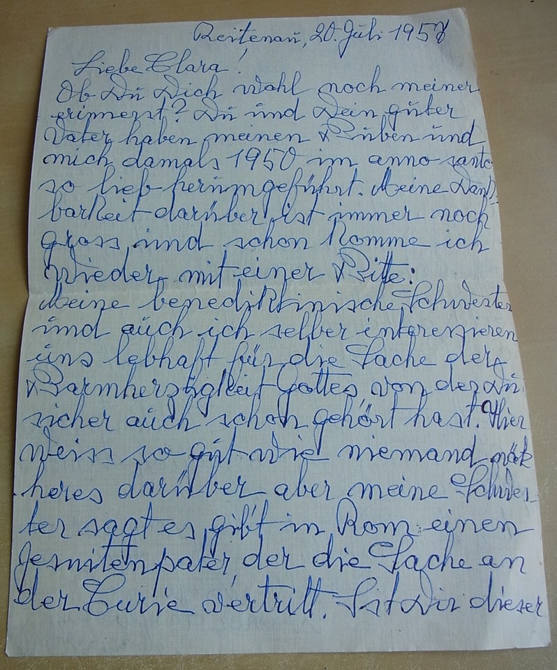 ADEL: Brief Schloss REITENAU (Steiermark) 1957, von Marie von LENTZ ...