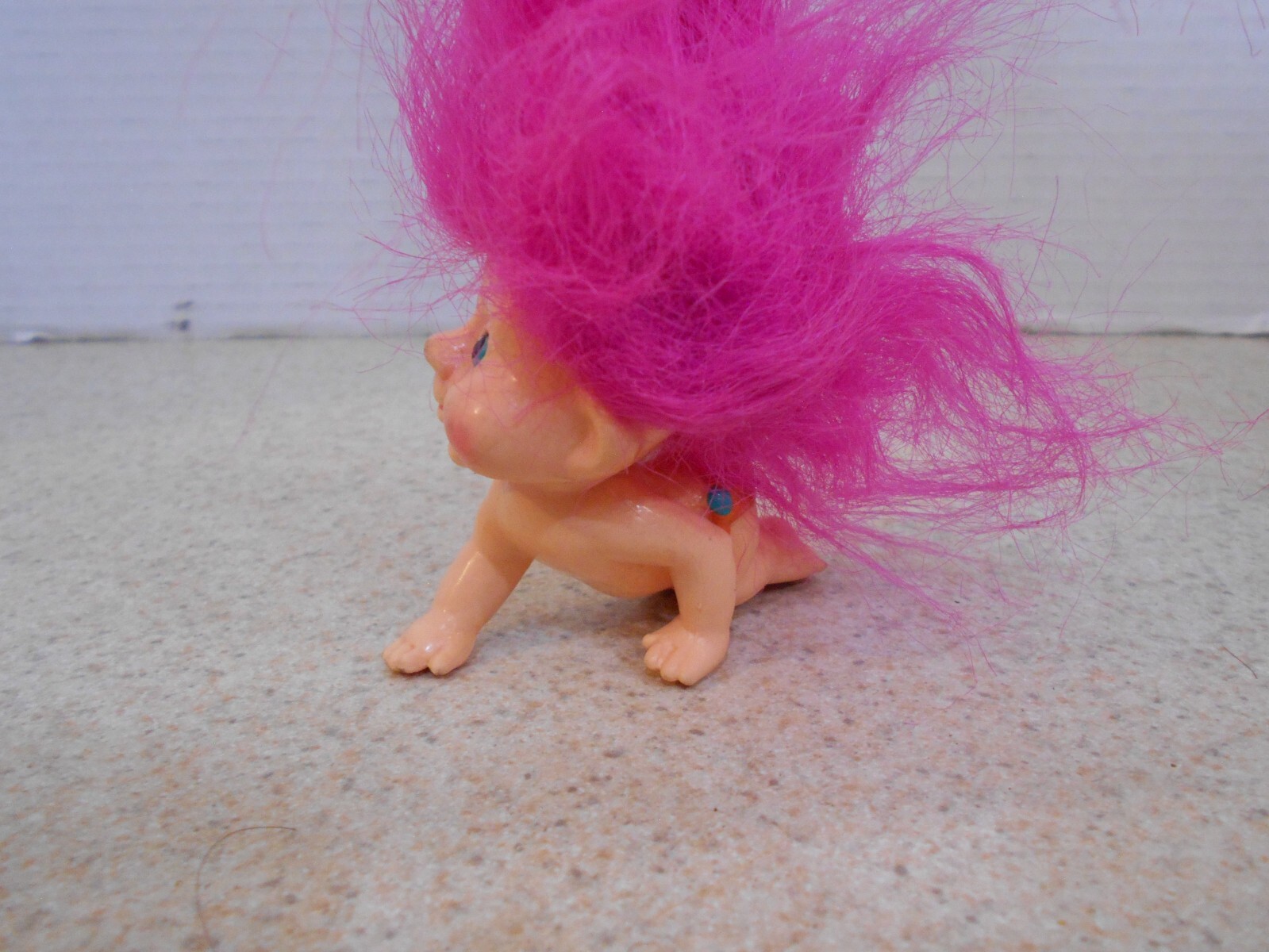 Vintage Retro Magic Troll Doll Pink Hair Crawling 3” long Applause PVC ...