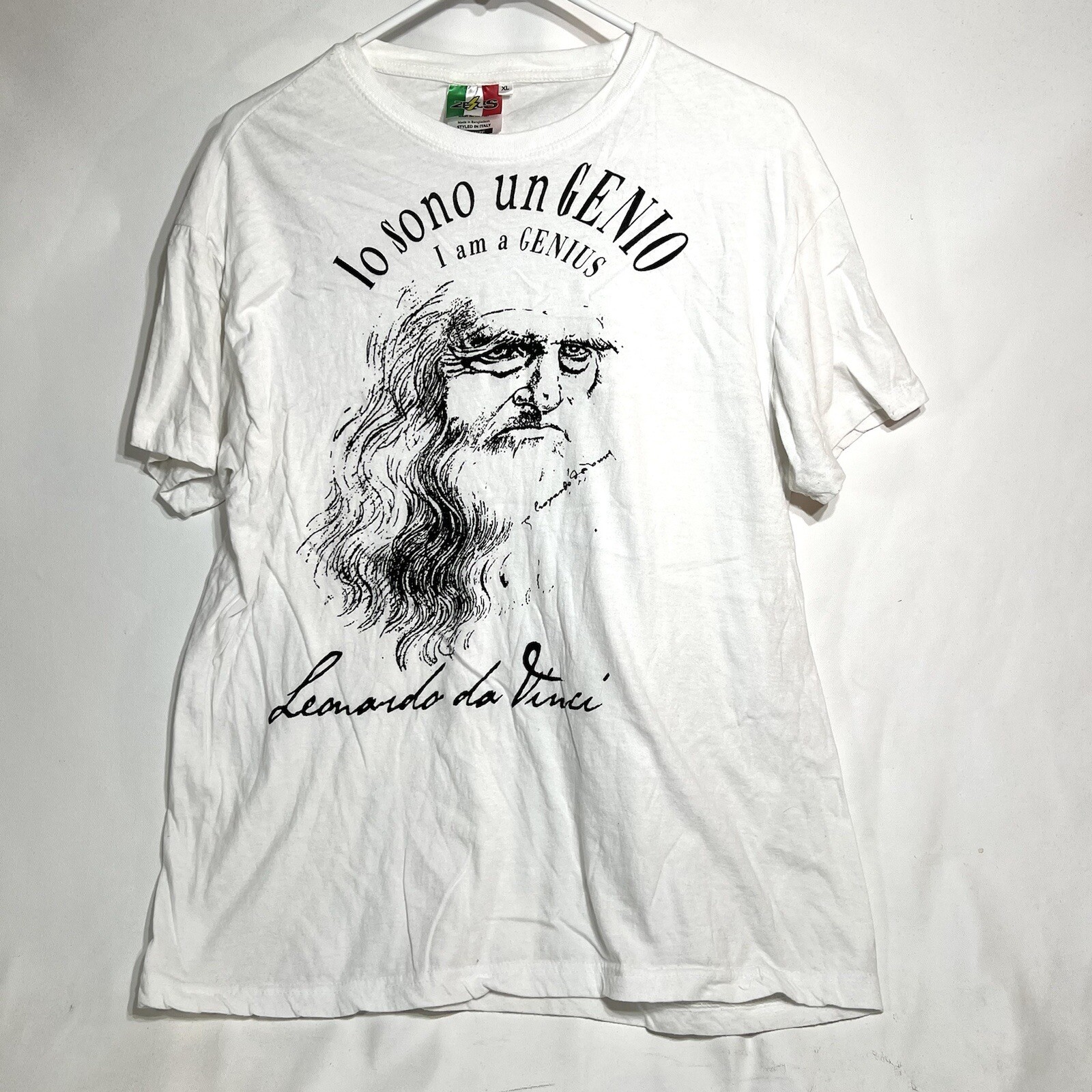 Vintage Leonardo Da Vinci Shirt Mens Size XL White - Gem