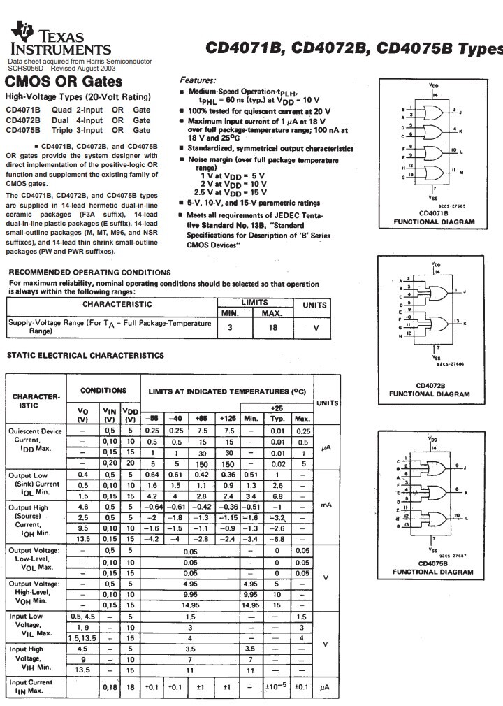 HCF4072BE (CD4072BE) OR Gate 4072 IC (1 pcs) | eBay UK