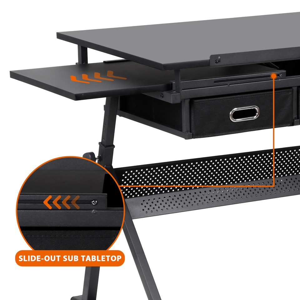 Drafting Table Artist Drawing Table Adjustable Craft Table w/Drawers ...