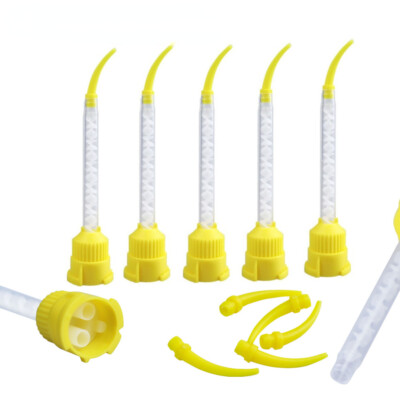 50/ 100pcs Silicon Dental Impression Material Mixing Tips Yellow ...