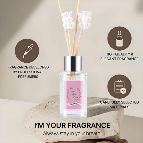 Reed Diffuser Set, Pretty Valley Home Mini Gypsum Flower Silk Blossom ...