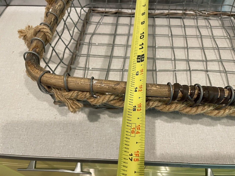 VTG large rectangle wire basket with rope handles | eBay