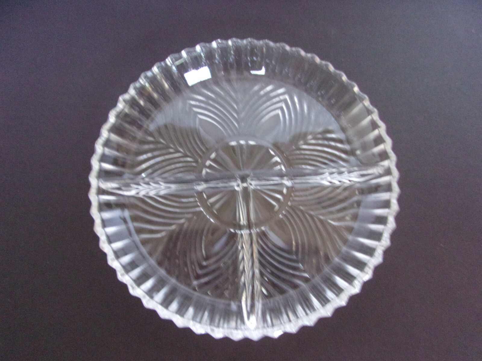 Vintage clear glass round RELISH DISH~3 sections~7 1/4" diameter | eBay