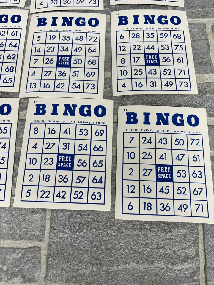 Vintage Whitman 12 Bingo Cards Blue/White Cardboard | eBay